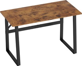 HOMCOM Psací stůl, počítačový stůl s ocelovým rámem, kancelářský stůl PC stůl 120x60x76 cm rustikálně hnědá + černá