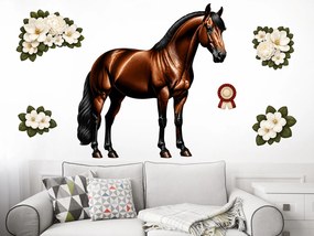 Kůň textilní přelepitelná samolepka na zeď arch 122 x 126 cm
