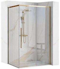 Sprchový kout REA SOLAR 80/zástěna x 100/dveře cm, zlatý Varianta: Bez sprchové vaničky