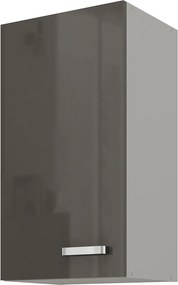 GREY gr | horní skříňka 40 G-72 1F policová | 40 cm | světle šedá/tmavě šedá lesk