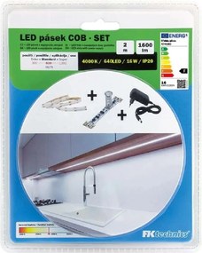 FK Technics SET LED pásek COB s dotykovým spínačem, vč. zdroje, 18W, 4000K, 2 m