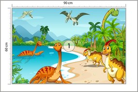 Fototapeta Dinosauři Na Pláži Omyvatelný vlies 312x219