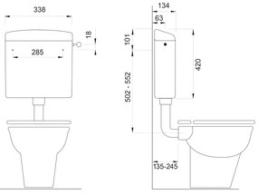 CREAVIT CREAVIT, WC kombi, dvoutlačítko 4,5/6l, spodní odpad, bílá, TP3406