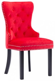 Jídelní židle 2 ks samet / kaučukovník Dekorhome Červená