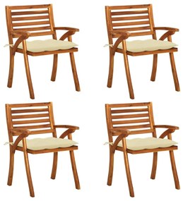 Zahradní židle s poduškami 4 ks masivní akáciové dřevo,  3075191