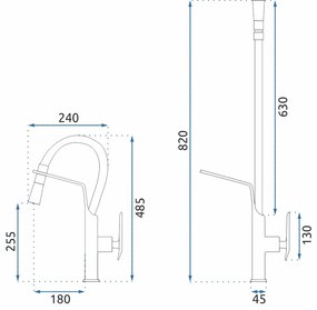 Rea Castor - Vysoká umyvadlová baterie, černá, REA-B6935