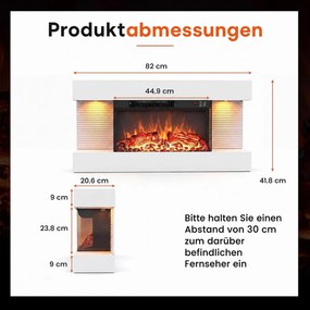 Costway Třístranný elektrický krb 81 cm s LED, bílý