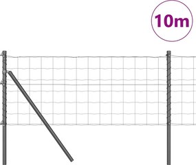 Euro plotové kotvení 10 x 0,6 m Ocel potažená PVC Šedá Síťovina 3350394