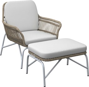 XXXLutz RELAXAČNÍ KŘESLO S TABURETEM, kov, textil Ambia Garden - Zahradní křesla - 001851001215