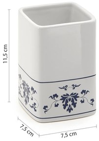 Gedy CIXI sklenka na postavení, porcelán, bílá/modrá - CX9889