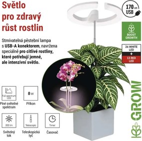 EMOS Bílá LED pěstební lampička 8W stmívatelná Z7902