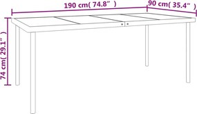 9dílný zahradní jídelní set černý ocel a textilen 3200701