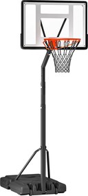 HOMCOM Basketbalový koš s přenosným nastavitelným stojanem, výška 302-352 cm s kolečky, plnitelný základ pro děti a dospělé - Černý | Aosom