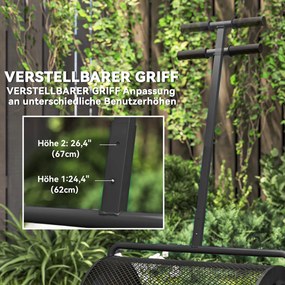 Kompostér Outsunny 75L 61x40cm - Rozmetadlo hnojiv pro zahradu s T-rukojetí, kovová síťka a rozmetadlo pro rašelinu