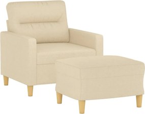 Křeslo s podnožkou krémové 60 cm textil 3201067