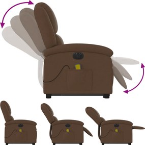 Elektrické zvedací masážní polohovací křeslo hnědé textil 3204204