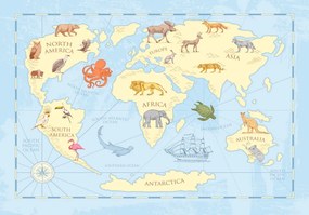 Fototapeta Dětská Klasická Mapa Světa Omyvatelný vlies 416x290