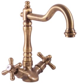 Slezák - RAV Dřezová baterie MORAVA RETRO - MK120.x/8SM, Stará mosaz (Bronz) Připojovací hadičky - závit: 1/2"