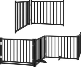 Zábrana pro psy s dvířky skládací 10 panelů černá 800 cm topol 3155739