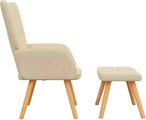 Relaxační křeslo se stoličkou krémové textil 327932