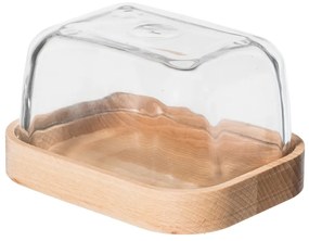 ČistéDřevo Dřevěná máslenka se skleněným poklopem