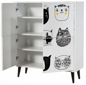KALUNE DESIGN dřevěná komoda CATS bílá 111x95 cm 869VEL3986