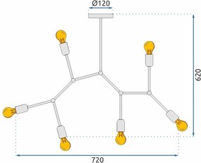 Toolight - Stropní svítidlo 6xE27 APP737-6C, černá, OSW-08794
