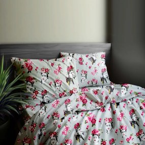 Ervi sada bavlněných povlečení 2 ks - Florita na šedém