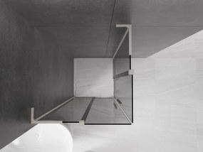 Mexen Velar L Duo, sprchový kout s posuvnými dveřmi 80 x 80 cm, 8mm šedé sklo, broušená ocel, 871-080-080-02-43-97