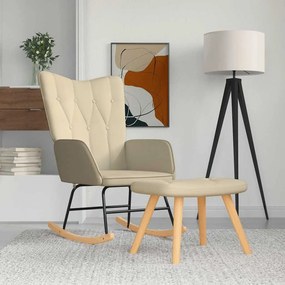 Houpací křeslo se stoličkou krémově textil 327624