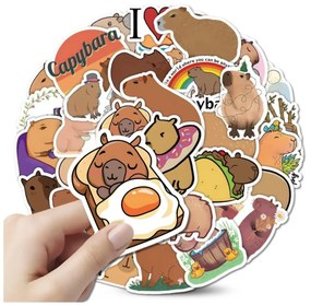 Camerazar DIY samolepky 50 ks Capybara barevné motivační pro děti