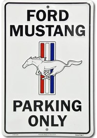 Plechová cedule Ford Mustang Parking White 20 cm x 30 cm