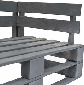 Zahradní pohovka z palet s šedými poduškami borovice 275294