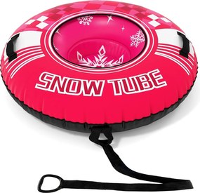 Costway Nafukovací zimní pneumatika s tažnou šňůrou a rukojetí Snowtube – růžový