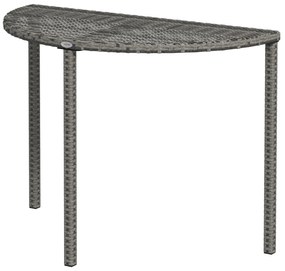 Outsunny půlkruhový balkonový stolek 100 x 50 x 74 cm zahradní stolek z polyratanu a kovu šedý pro terasu a balkon | Aosom.de