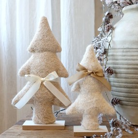 Sada 2ks vánoční stromek z plsti s mašlemi – 18*33 / 14*24 cm