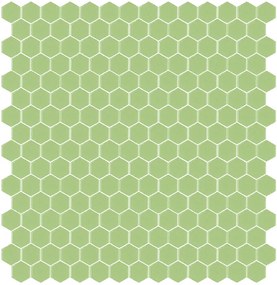 Hisbalit Skleněná mozaika zelená Mozaika 115A SATINATO hexagony 2,3x2,6 (33,33x33,33) cm - HEX115ALH