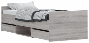 vidaXL Rám postele s hlavovým a nožním čelem šedý sonoma 75 x 190 cm