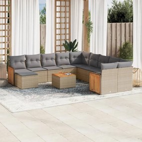 12dílná zahradní sedací souprava s poduškami béžová polyratan 3228257