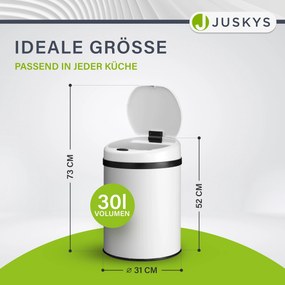 Juskys Kulatý bezdotykový odpadkový koš Barva: stříbrná, Velikost: 50 L
