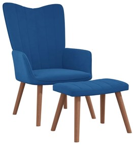 327676 vidaXL Relaxační křeslo se stoličkou modré samet