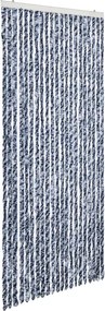 Závěs proti hmyzu modrý, bílý a stříbrný 90 x 220 cm Chenille 284274