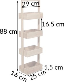 Dřevěný regál, koupelnový regál, koupelnový police, bambusová police  BAMBOU, 4 stupňový - 100% bambus