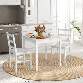 HOMCOM jídelní set 3 jídelních stolů se 2 židlemi kuchyňský set pro 2 osoby jídelní set stolová skupina borovice bílá