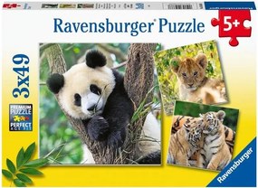 Puzzle ravensburger puzzle 056668 panda, tygr a lev 3x49 dílků