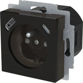 ABB Levit M zásuvka onyx/kouřová černá s USB nabíjením 5569H-A32357 63 s clonkami 2CHH693257A4063
