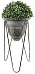 Šedý antik kovový stojan na květiny - Ø 23*40 cm