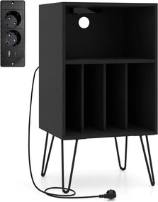 Costway Stojan na gramofon s nabíjecí stanicí Vinylová úložná