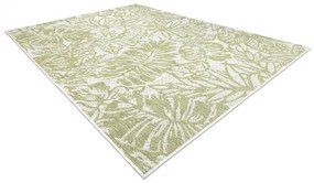 koberec SISAL SION Listy, tropický 22128 ploché tkaní ecru / zelená velikost 180x270 cm | krásné koberce cz