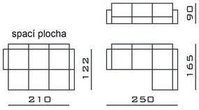 Sedací souprava NIKO | 165x250 cm | LEVÁ | rozkládací + úložný prostor | VÝBĚR TKANIN